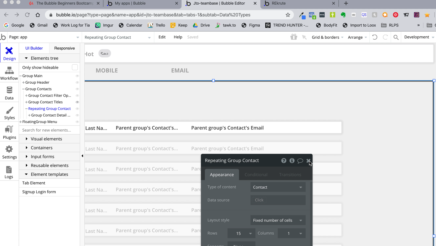 Not Able To Select Content Inside Repeating Group App Organization